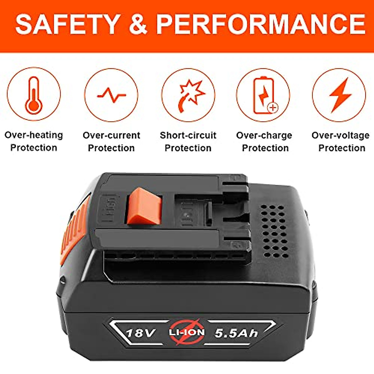 ARyee 18V 5.5Ah Replacement for Bosch 18V Battery BAT618 BAT609 BAT622 BAT609G BAT618G BAT619 BAT619G BAT610G 24618-01 Cordless Power Tools