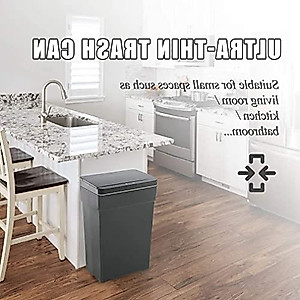 13 Gallon Plastic Kitchen Trash Can Trash Can Automatic Touch Free High-Capacity Garbage Can Black