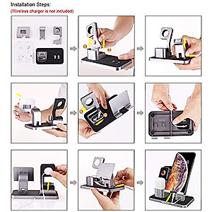 BENTOBEN Compatible with Apple Watch Stand Airpods Charger Dock Cell Phone Stand, Universal Desktop Stand Charging Station Holder for iWatch Airpods iPhone iPad Tablet Android Smartphone, Space Gray
