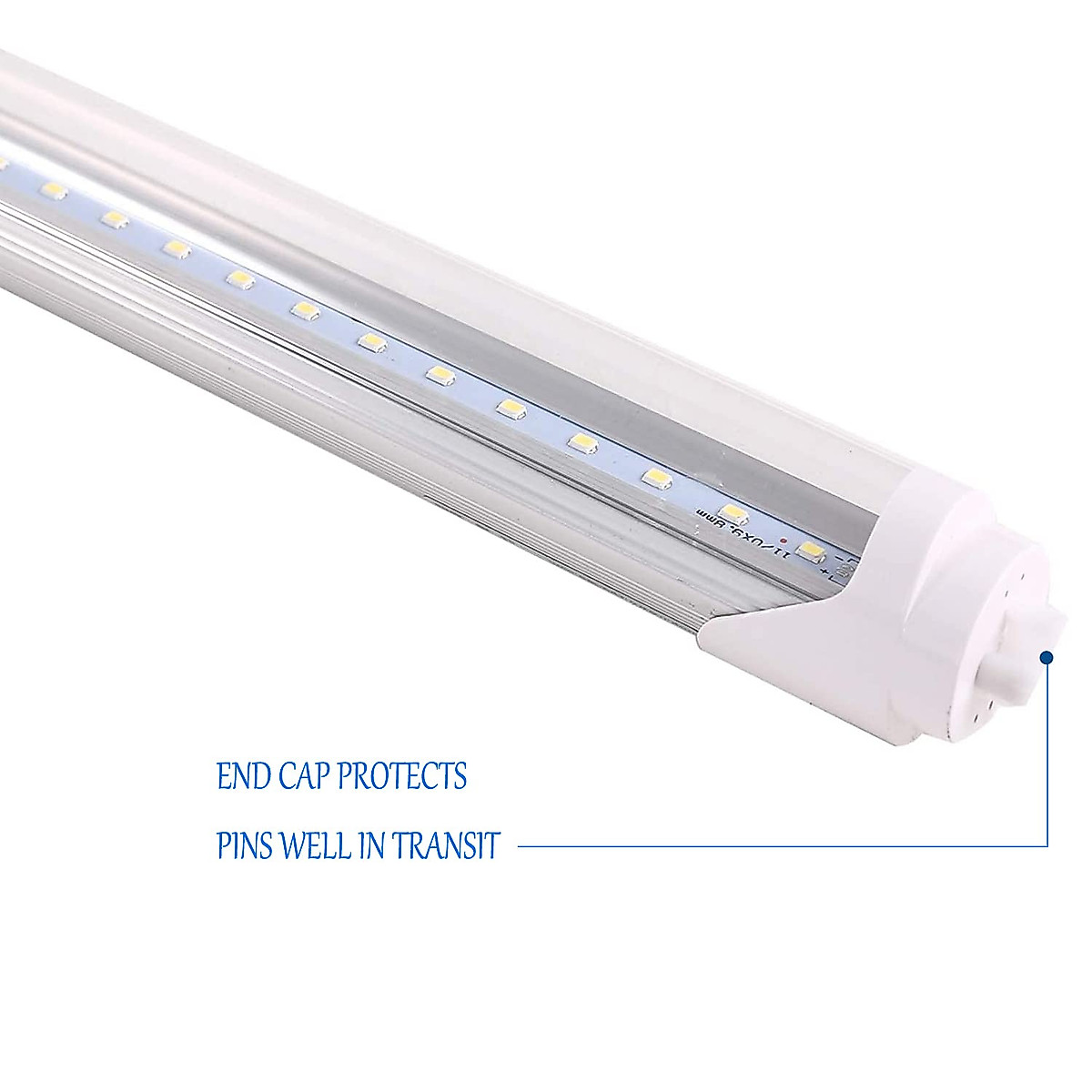 HMINLED 48’’ Double-Ended 6000K Clear LED Tube, 4 ft T8 Ballast Bypass Bulb, 22W (65W Fluorescent Replacement) 6500K Tubelight, 2400LM Bright Light, T10 T12 Type B Cool White (25-Pack)