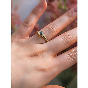 VINSON 0.5Ct Emerald Moissanite Solitaire Bezel Ring for Women (9, White)