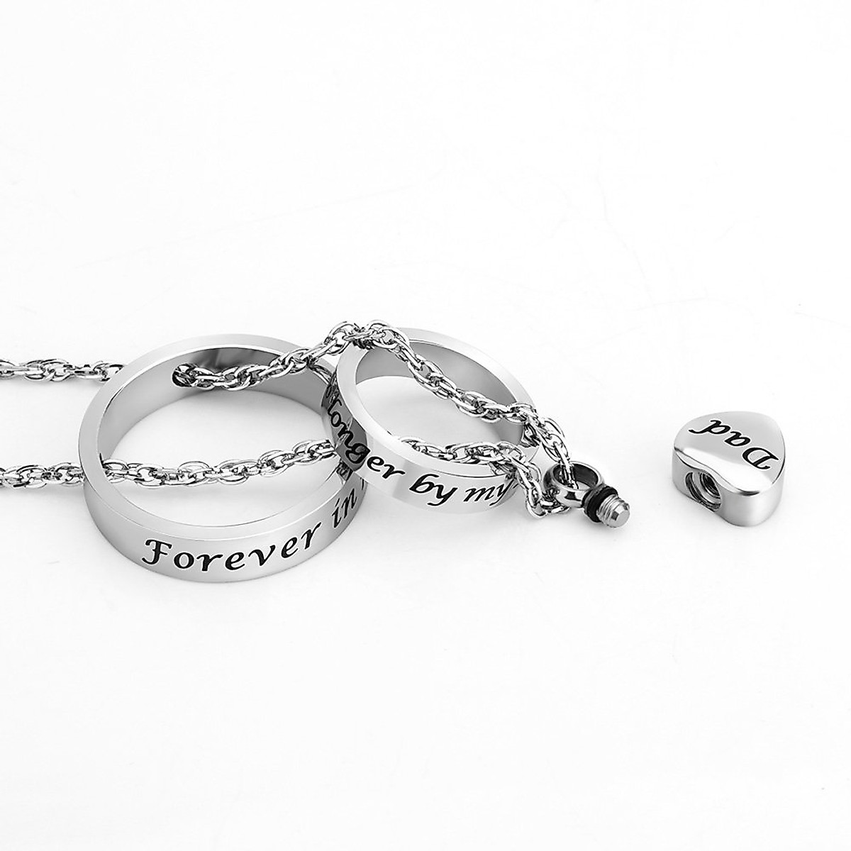 XIUDA Urn Necklace for Ashes No Longer by My Side, Forever in My Heart Carved Locket Cremated Ashes Necklace