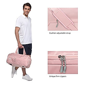 MarsBro Water Resistant Sports Gym Travel Weekender Duffel Bag with Shoe Compartment Black/Rose One_Size