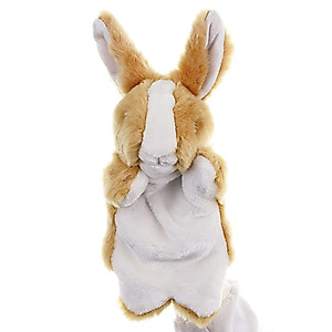 Bunny Hand Puppets Rabbit Plush Animals Toys for Kids Imaginative Pretend Play Storytelling (Brown)