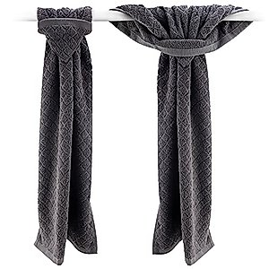 Grey Hand Towels with Hanging Loops - Set of 2 Gray Kitchen Towels, Hanging Kitchen Towels with Hanging Loop, Grey Dish Towels with Loops for Hanging, Oven Towel Loop Without Buttons or Snaps (Short)
