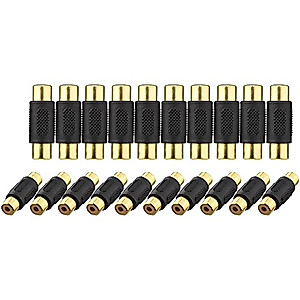Warmstor 20 Pack RCA Female to Female Coupler Audio Video Adapter Gold Plated, for Phono,Speaker,RCA Cable,Amplifier