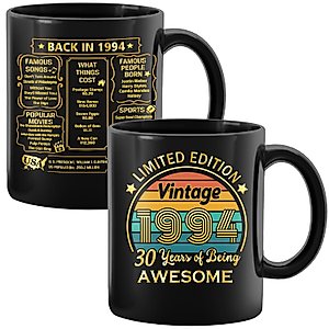 QUPT 30th Birthday Gifts for Women Men, 30th Birthday Gifts for Him Her, 1994 Birthday Gifts for Women Men, 30 Years Old Gifts, 1994 Birthday Gifts for Her Him, 30th Birthday Presents Coffee Mug