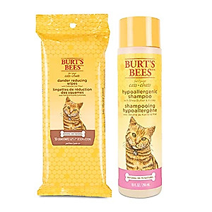 Burt's Bees for Cats Hypoallergenic Shampoo and Dander Reducing Grooming Wipes - Cat Shampoo and Wipes for Cat Dander, Cat Grooming Supplies, Cat Shampoo, Cat Wipes, Pet Wipes Cats