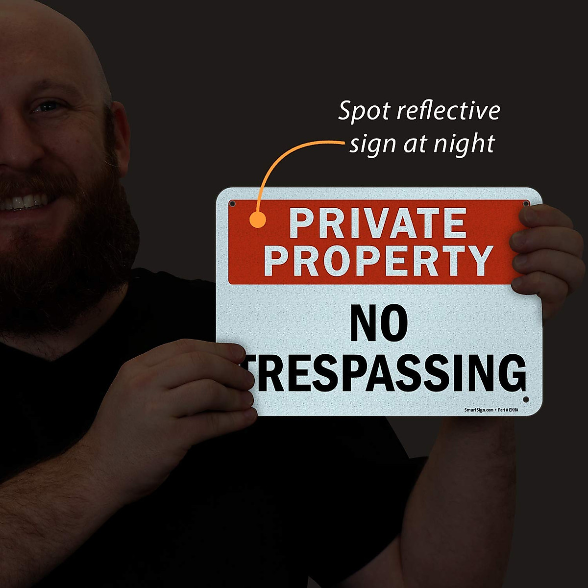 SmartSign 7 x 10 inch “Private Property - No Trespassing” Metal Sign, 40 mil Aluminum 3M Laminated Engineer Grade Reflective Material, Red, Black and White
