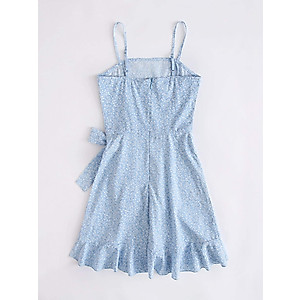 SOLY HUX Girl's Spaghetti Strap Dress Floral Print Sleeveless Summer Beach Casual Sundress A-line Mini Dresses