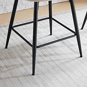 DRAGON GATE 26'' Counter Height Bar Stools Set of 2, Modern Upholstered Counter Stools with Seat Cushion & Metal Legs for Dining Room Kitchen Counter Island, Home Bar (Beige)