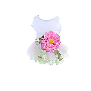 Clopon Girl Dog Birthday Outfit Dresses for Cats Puppy Clothes for Small Dogs Cute Dresses for Tiny Puppy Pink S