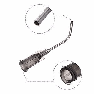 HARFINGTON 12pcs Blunt Tip Dispensing Needles, 16 Gauge 45 Degrees Bent Dispensing Tips 1" End Angled Dispenser Needle with Luer Elbow Blunt Needle for Oil or Glue Applicator, Gray