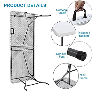 Fenbeli Folding Tables 6ft Plastic Foldable Table Heavy Duty Lightweight Folding Table Fold in Half with Handle for Outdoor & Indoor Party Dining Camping Wedding BBQ Catering