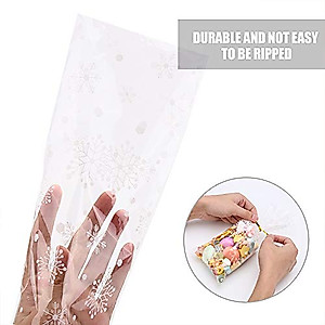 CCINEE Snowflake Treat Bag,Christmas Cellophane Bag with Twist Ties Candy Cookie Bags for Party Supplies,120PCS