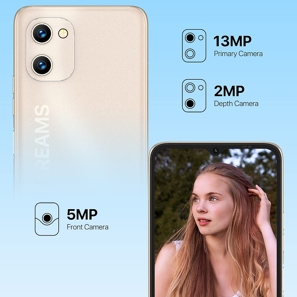 UMIDIGI C1 Unlocked Smartphone,Android 12 GO 3GB+32GB 256GB Expandable Cell Phone 5150mAh Battery with 6.52" Full Screen T-Mobile Smartphone 13MP Camera Mobile Phone