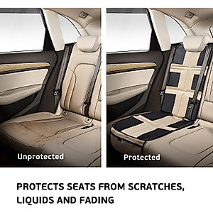 Kaiphy Car Seat Protector - Thick Padding - Durable, Waterproof Fabric, Leather Reinforced Corners (Beige, XL)