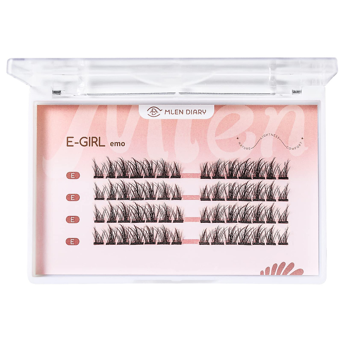 DIY Eyelashes extension, MLEN DIARY 56 cluster wisps lashes 7-12mm cluster eyelash extensions 0.07mm Soft False Eye lash fluffy individual Fake Eyelash natural look
