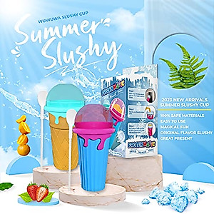 [2023 Upgrade 500 ML] Magic Slushy Maker Squeeze Cup Slushie Maker Cup, Homemade Milk Shake Smoothie Squeeze Cups With Lids And Straws(Brown)