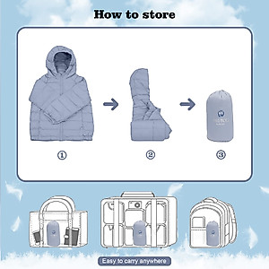 Bouclede Toddler Baby Girls Goose Down Jackets Kids Pink Puffer Jacket 750 Fill Light-Weight Water-Resistant Hooded Winter Down Coat