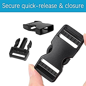 Buckle Straps 1 Inch, Webbing Straps Polypropylene 11 Yards, 6 PCS Adjustable Side Release Plastic Buckles, 12 PCS Tri-Glide Slide Clip, Heavy Duty Straps with Buckles
