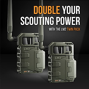 SPYPOINT LM2 Twin Pack Cellular Trail Camera - 20MP Photos, Infrared Game Night Vision Photos, 90' Flash Trail Camera & Detection Range + SD Cards (LM2-Nationwide)