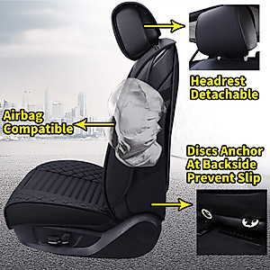 Aierxuan 5 Car Seat Covers Full Set Waterproof Leather Universal Nissan Honda Civic CRV Hrv Kia Sorento Toyota Corolla 4Runner Camry Hyundai Jeep Ford Focus Edge Mazda (Full Set, Black)