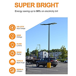 ADUB 320W LED Parking Lot Light, UL Listed LED Shoebox Street Light, LED Linear High Bay Light 150W 22500 LM