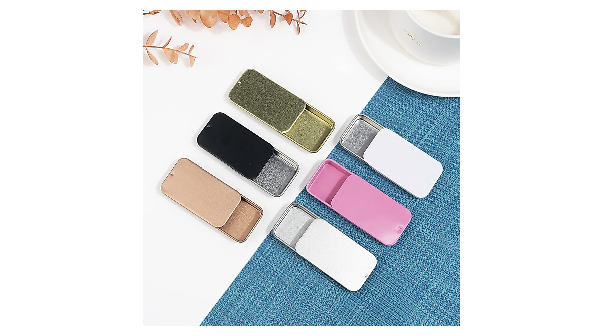 IUAQDP Mini Slide Top Tin Containers - Portable & Versatile