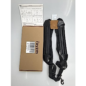 Rayzm Saxophone Strap, Universal Double Shoulder Leather Strap for Sax, Adjustable Padded Harness Strap for Alto Tenor Soprano Baritone Saxophone (Large Size)