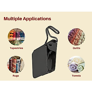 Small Tapestry Hangers (10 Pieces) Black Hook Based Clips for Wall Hanging Rugs and Paintings by Wise Linkers