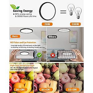 12Inch Led Flush Mount Ceiling Light,28W 3200LM Dimmable Light Fixture,Wall Switch Control 3000K/4000K/6500K Super Bright Ultra Thin Ceiling Light for Kitchen Living Room