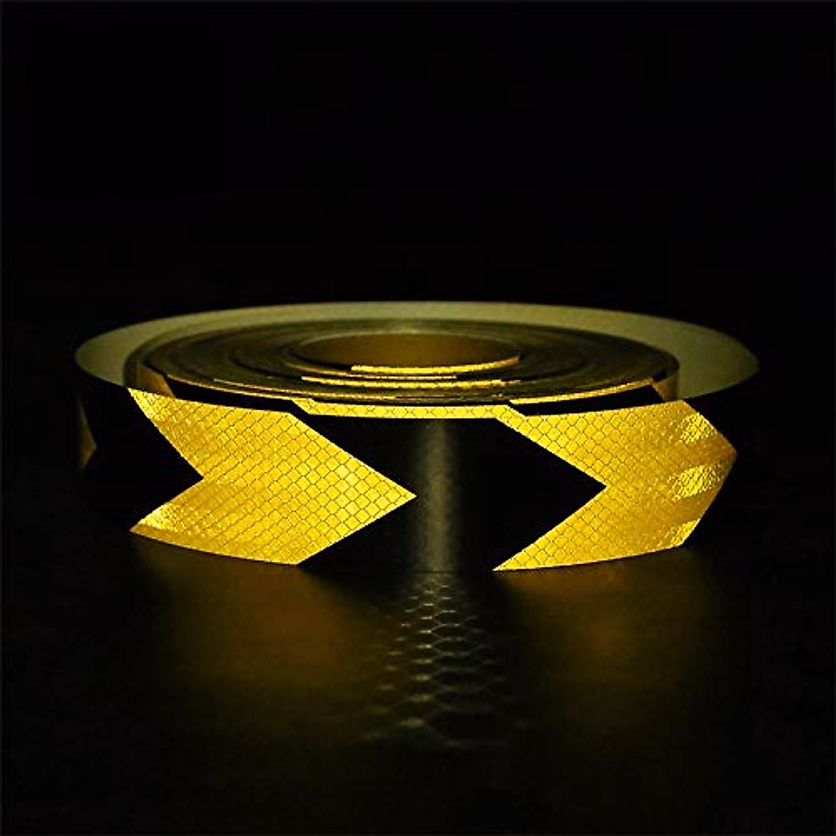 AISEY 2" X 30ft Reflective Safety Hazard Warning Tape Waterproof Yellow Black - High Intensity Reflector Tape for Outdoor Steps