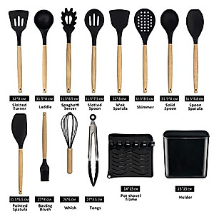 Kitchen Tools Silicone Kitchenware 13 Piece Sets Non-Stick Pot Spatula Kitchen Tools Cooking Spatula Set (black)(BPA Free)