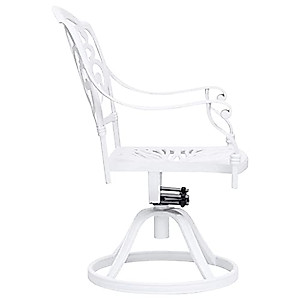 vidaXL 2X Swivel Patio Chair Garden Backyard Balcony Terrace Outdoor Dining Dinner Lounge Seating Chairs Home Furniture Cast Aluminum White