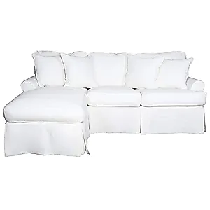 Sunset Trading Horizon Slipcovered Chaise in Warm White Sleeper Sofa, Small,
