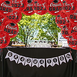 Graduation Party Decorations , Congrats Grad Balloons for 2023 Graduation Party Supplies,12 pcs Class Red Balloons, 17 Inch