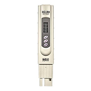 HM Digital EC Meter EC-3M Electrical Conductivity Tester, Handheld Portable EC Temperature Water Test 0-9990 µS, 1µS Resolution, 2% Readout Accuracy,with Leather case