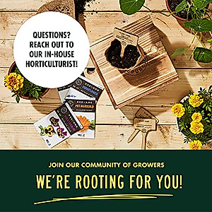 Edible Flowers Indoor Garden Seed Starter Kit - Non-GMO Heirloom Seeds for Planting, Soil, Burlap Pots, Plant Markers, Trimmers, Wood Gift Box, DIY Growing Kits, Home Gardening Gifts for Plant Lovers