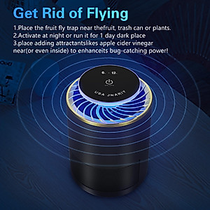 USA Jnariy Fly Trap Indoor, Fruit Fly Traps for Indoors, Bug Zapper Indoor, Gnat Traps for House, Automatic Insect Traps with Suction and 10 Sticky Glue Boards (Black)