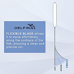 DELFINA 7 inch Flexible Fillet Knife For Fish W/Softgrip & Sheath, High Carbon Japanese 420J2 Stainless Steel Fish Fillet Knife, Ideal for Filleting, Removing Fish Skin, Deboning