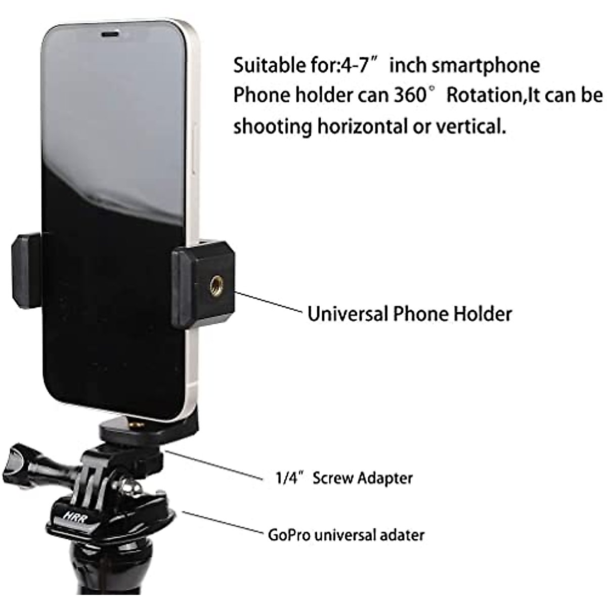 Jaws Flex Clamp Smartphone Mount with Adjustable Gooseneck（13 Sections） Compatible with iPhone Samsung,and GoPro Hero 9,8,7,6,5,4,, 3+, 2, 1, DJI Osmo Action Camera Mounts and Most Action Cameras