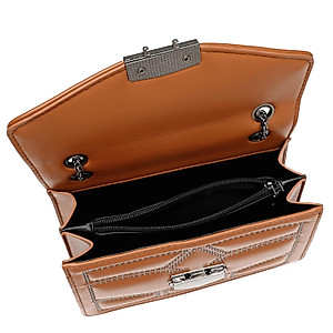 TAGDOT Rivets Chain Small Shoulder Crossbody Messenger Bags for Women Purse and Handbags (Brown)