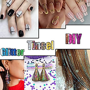 47 Inch 12 Colors Hair Tinsel 2400 Strands With Tool Sparkling Dazzle Glitter Shiny Hair Extensions Hair Tinsel Kit