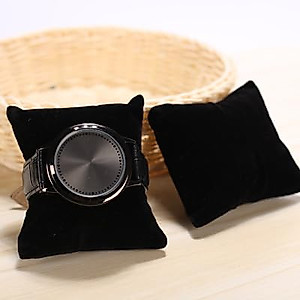 RJ Displays-12 piece pack Black Velvet Jewelry Display Pillow for Bracelet, Watch, Anklet, Bangle, Dangle Earring and Necklace- Size 3.50" x 3.0" inch (12)