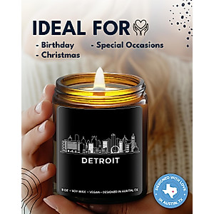 Detroit Candle, Detroit Skyline Gifts, City of Detroit Gifts for Men and Women, Detroit Gift Ideas, Moving Away & Home Sick Gift, Souvenirs, Birthday, Christmas, Gift-Ready