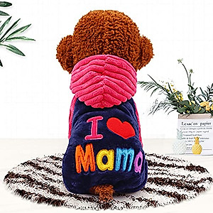 Loyalfurry Dog Sweatshirt Hoodie Jumpsuit I Love Mama/Papa Dog Coat Pet Clothes Doggy Slogan Costume (Medium, Red)