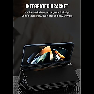 Protective Case For Samsung Galaxy Z Fold 5 2023 Magnetic Translucent Plating Leather Flip Case + PC Smart Full Body Protective Shell Stand Holder Cover For Samsung Galaxy Z Fold 5 2023 Case Shell Cov