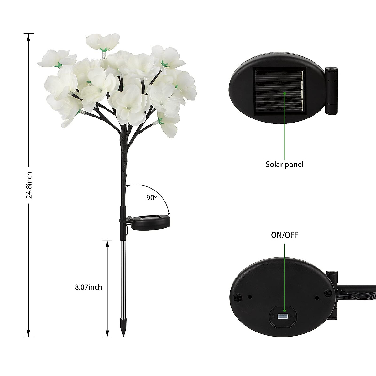 ELTUILMP Outdoor Solar Garden Lights, 2 Pack Solar Patio Lights with 42 Flower Lights Colors Changing LED Solar Powered Lights for Garden Patio Yard Pathway Decoration