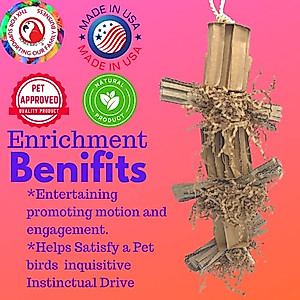 Bonka Bird Toys 3858 Duo Natural Boxy Eddy Foraging Shred Small Medium Bird Toy Cardboard Waffle Crinkly Paper Conures Parakeets African Greys and Other Similar Birds